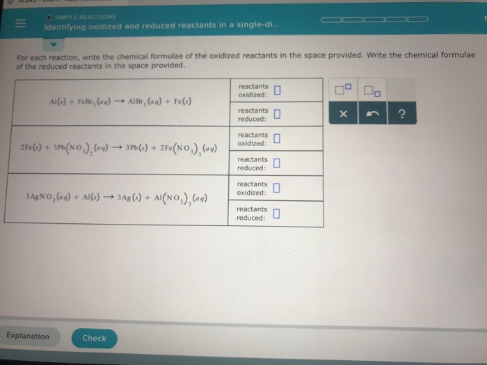 Solved SIMPLE REACTIONS Identifying oxidized and reduced | Chegg.com
