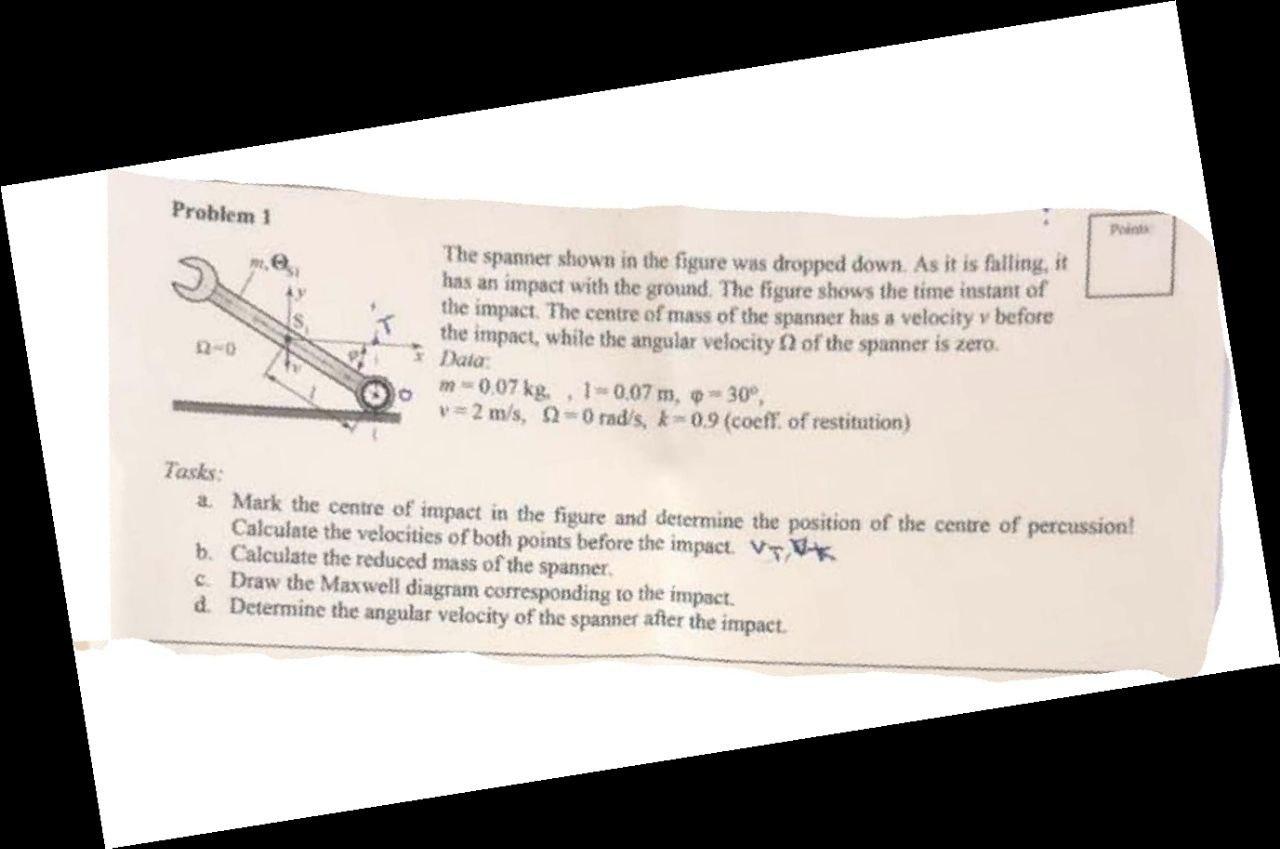 Solved The spanner shown in the figure was dropped down. As | Chegg.com