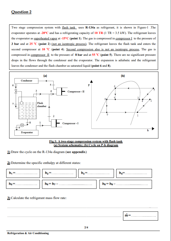 Solved Question 2 Two stage compression system with flash | Chegg.com