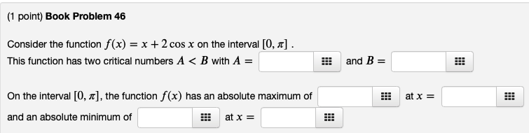 Solved (1 point) Book Problem 46 Consider the function f(x) | Chegg.com