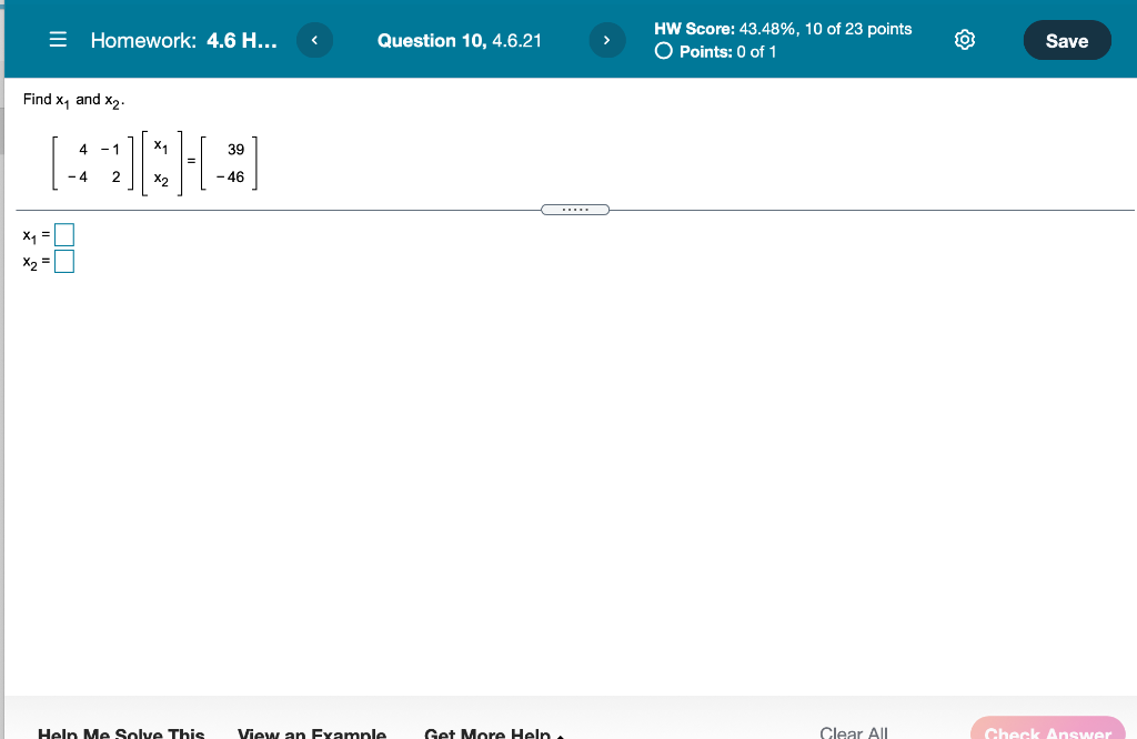 Solved Homework 4 6 H Question 10 4 6 21 Hw Score