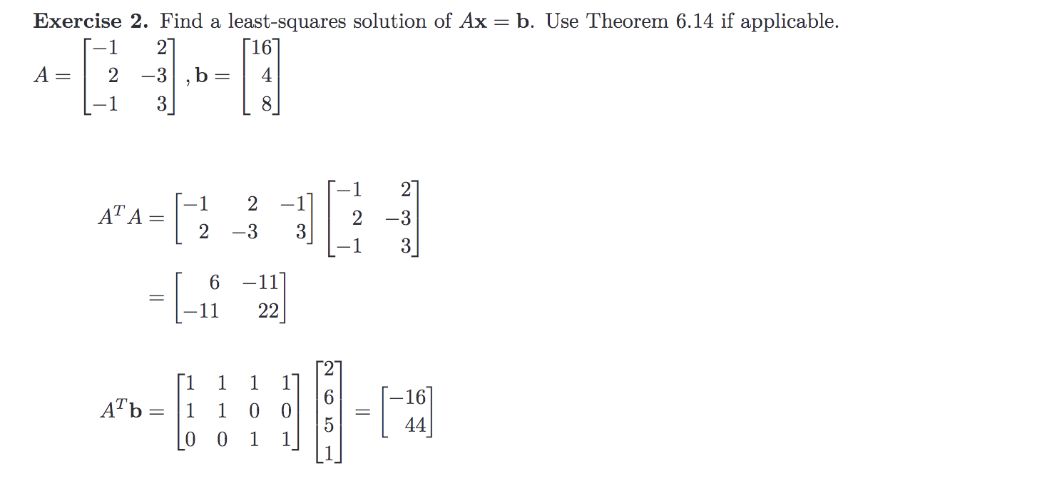 Solved Exercise 2. Find a least-squares solution of Ax = b. | Chegg.com