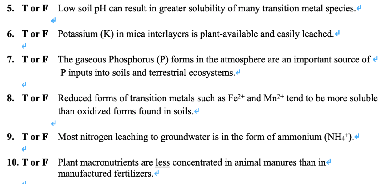 Solved 5. Tor F Low soil pH can result in greater solubility | Chegg.com