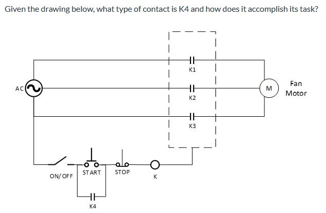 Solved Given the drawing below, what type of contact is K4 | Chegg.com
