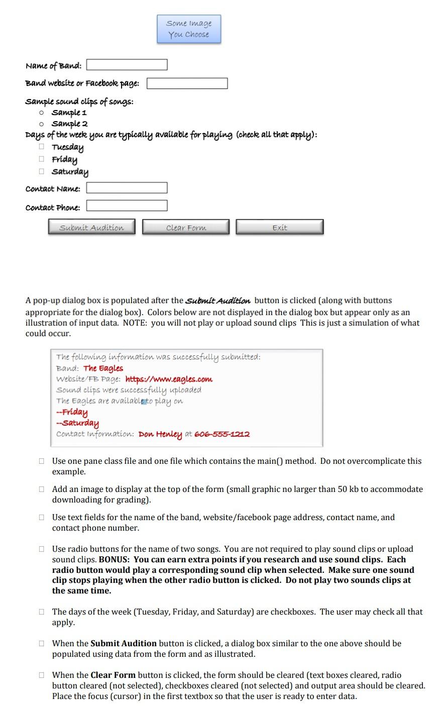 Solved The task is to create this using JavaFX and include a | Chegg.com