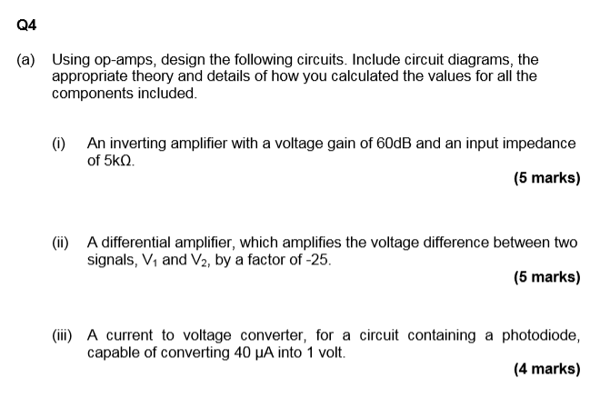 Solved Q4 (a) Using op-amps, design the following circuits. | Chegg.com
