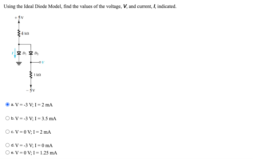 Solved Using the Ideal Diode Model, find the values of the | Chegg.com