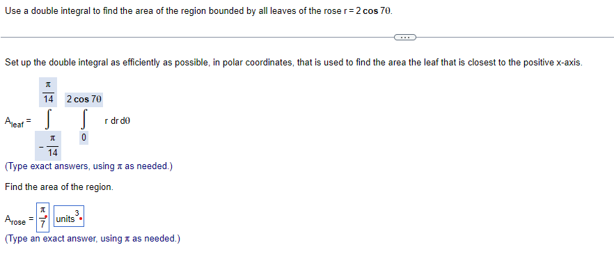 Solved Use a double integral to find the area of the region | Chegg.com