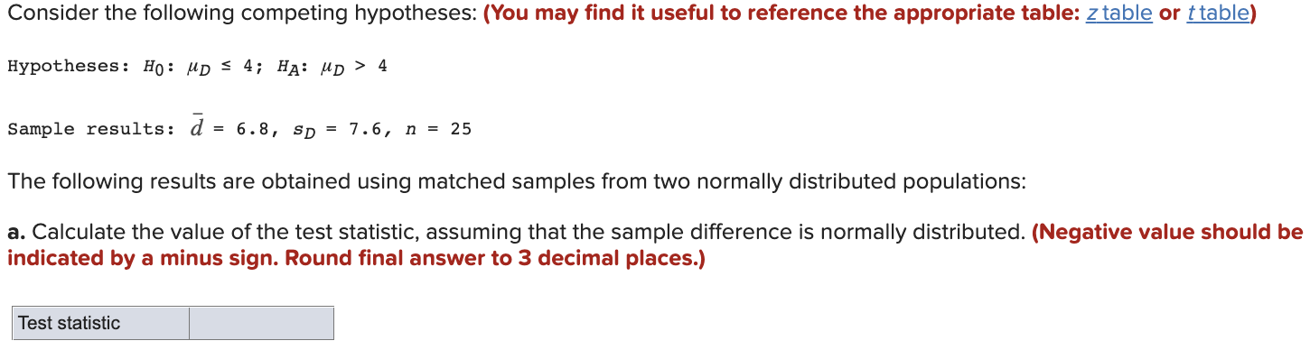 Solved Consider the following competing hypotheses: (You may | Chegg.com