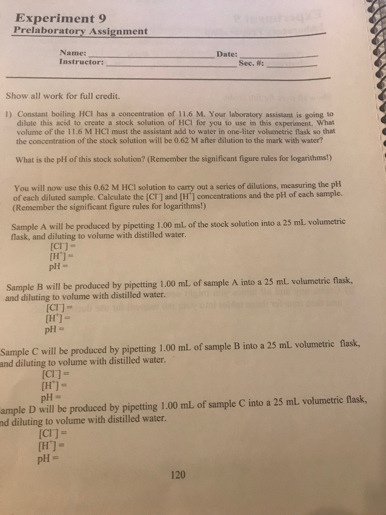 Solved Experiment 9 Prelaboratory Assignment Name: | Chegg.com