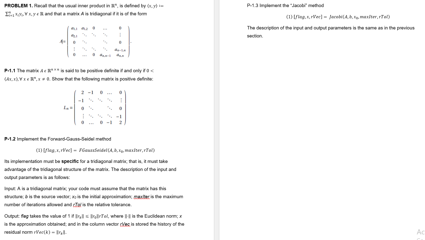Solved P 13 Implement The Jacobi Method Problem 1 Recall 