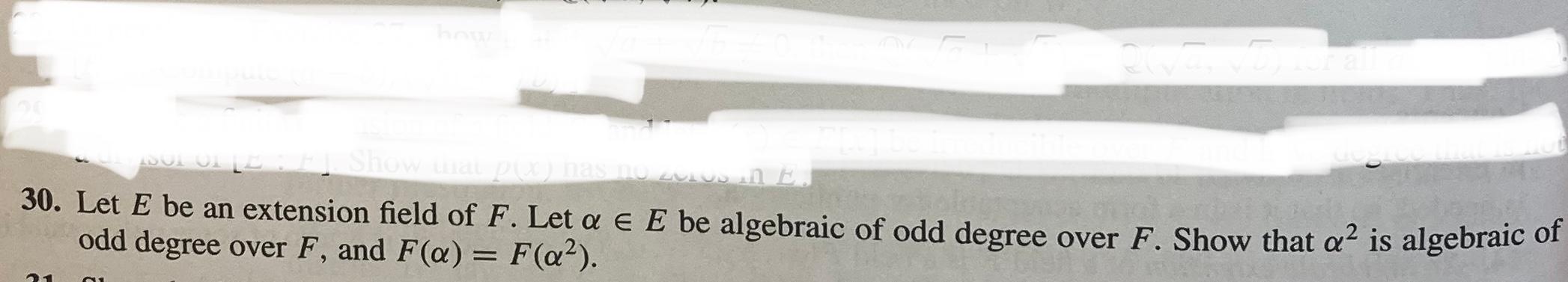 30. Let E be an extension field of F. Let α∈E be | Chegg.com