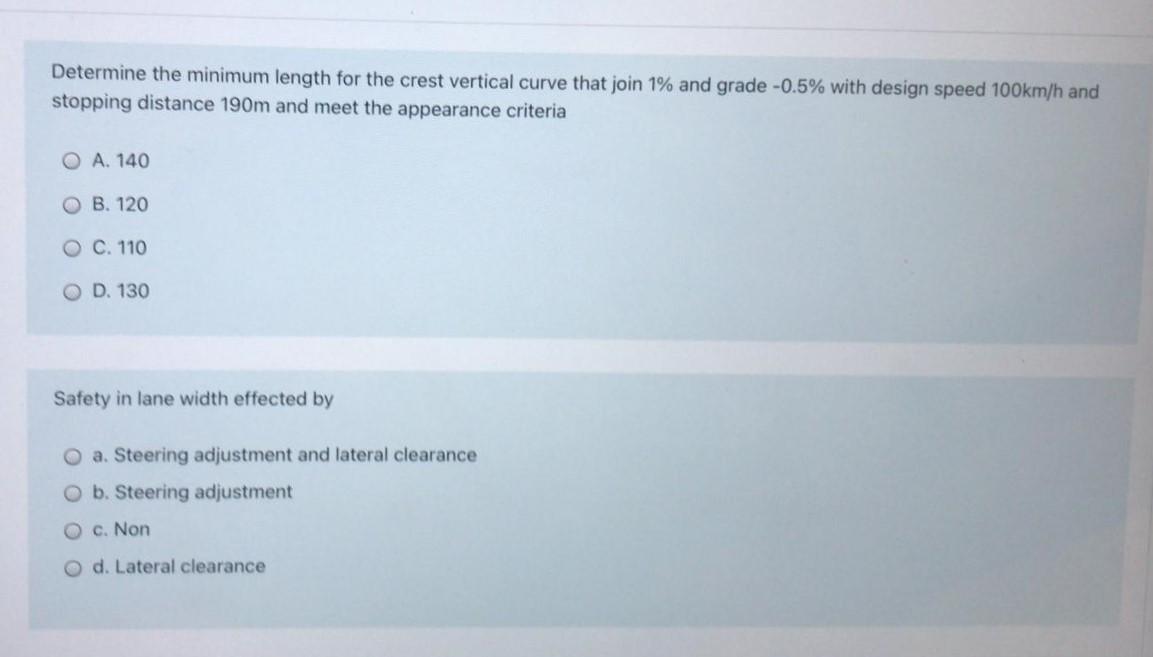 Solved Determine the minimum length for the crest vertical | Chegg.com