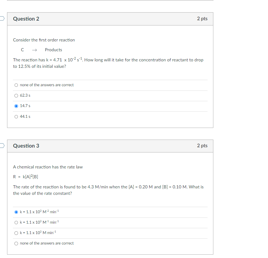 Solved Consider the first order reaction C→ Products The | Chegg.com