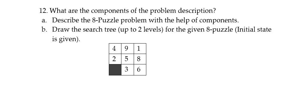 Solved 12. What are the components of the problem | Chegg.com