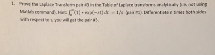 Solved Prove the Laplace Transform pair #3 in the Table of | Chegg.com