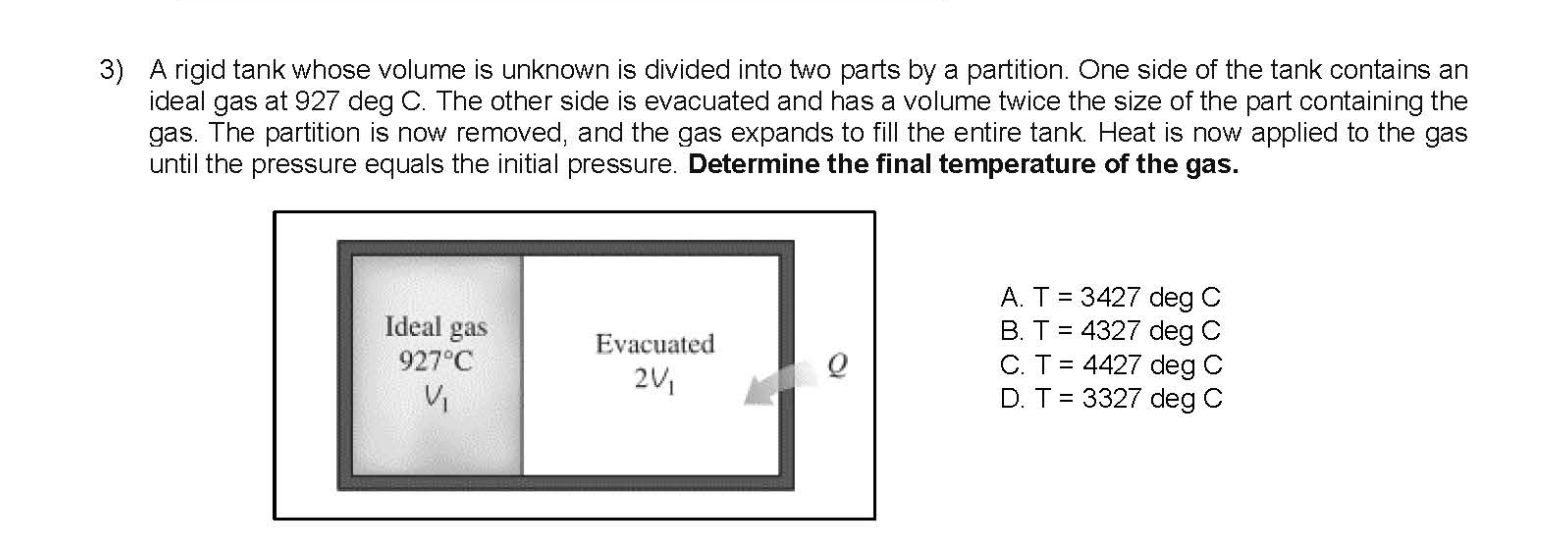 Solved 3) A rigid tank whose volume is unknown is divided | Chegg.com