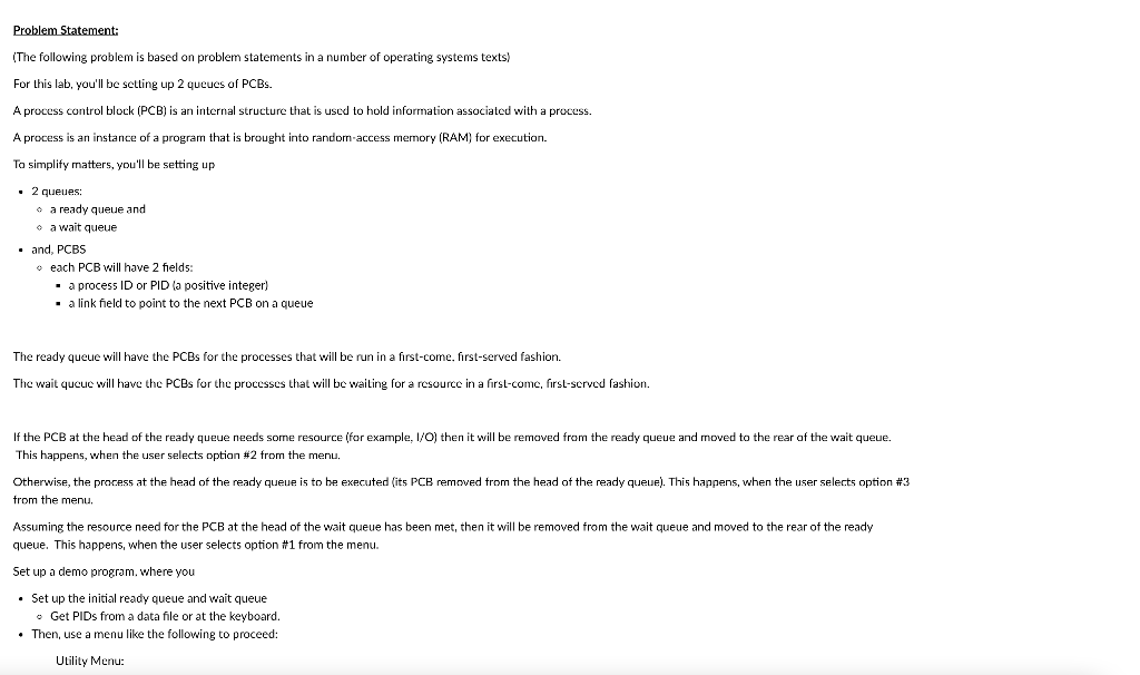 Solved Problem Statement The Following Problem Is Based On 