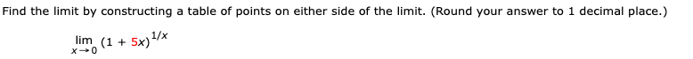 Solved Find the limit by constructing a table of points on | Chegg.com