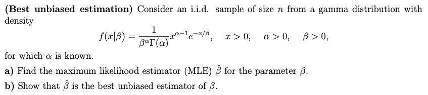 Solved -- al é -1/8 (Best unbiased estimation) Consider an | Chegg.com