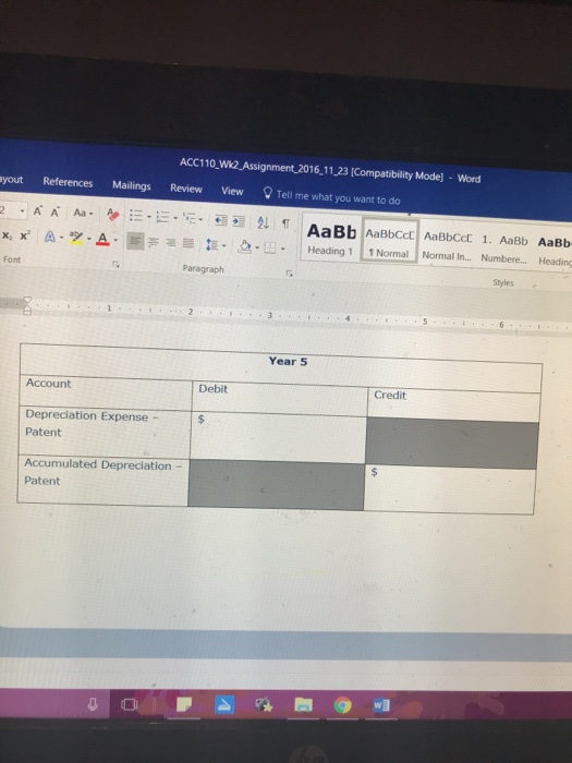 Solved ACC110 Wk2 Assignment 201611,23 (Protected View) - | Chegg.com