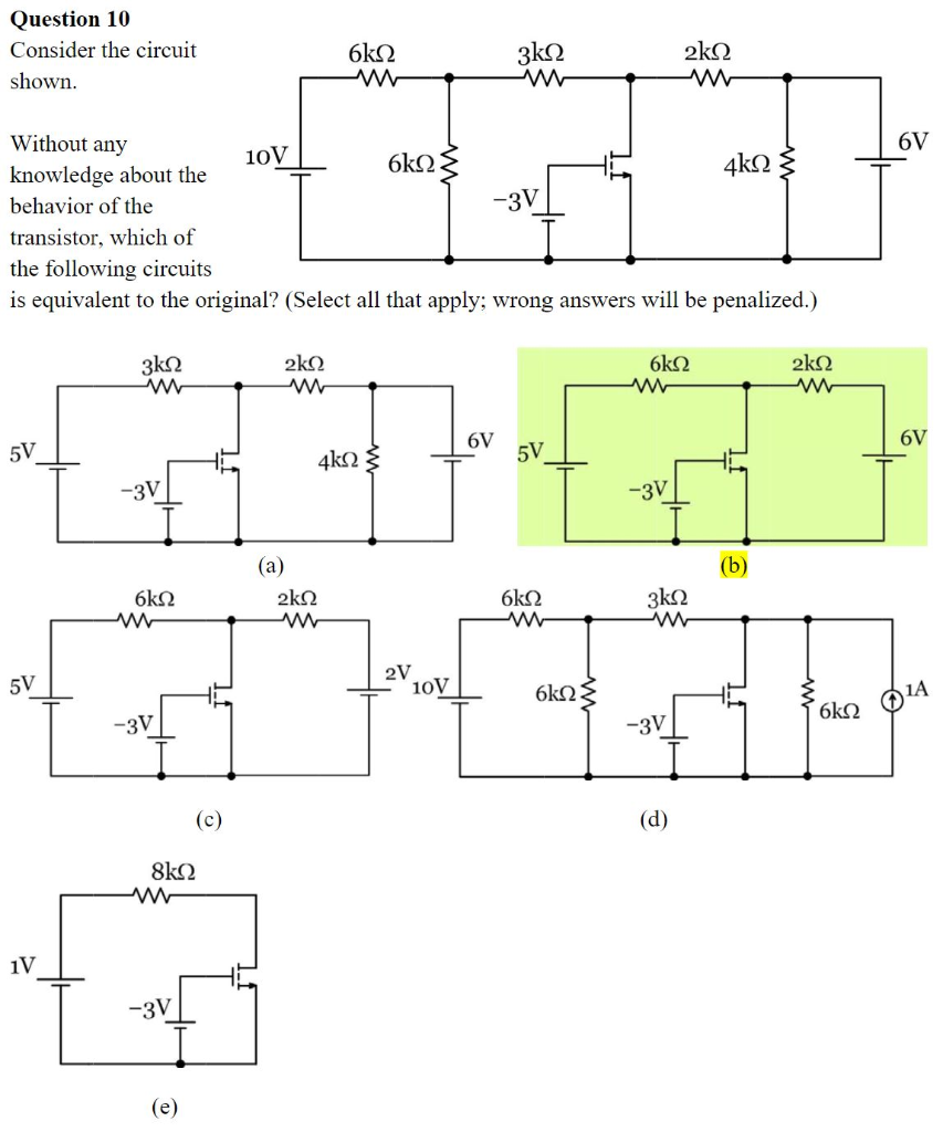 Solved Question 10 Consider the circuit shown. 6kΩ 3ko 2kΩ 4 | Chegg.com
