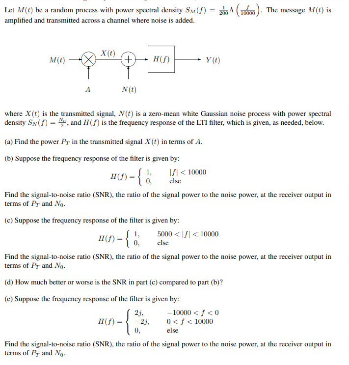 Solved Let M(t) be a random process with power spectral | Chegg.com