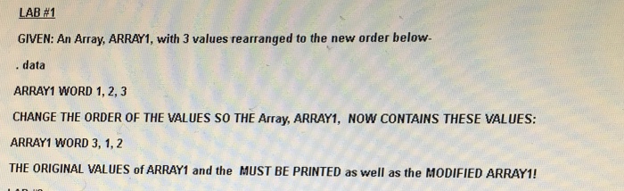 Solved Lab 1 Given An Array Array1 With 3 Values 