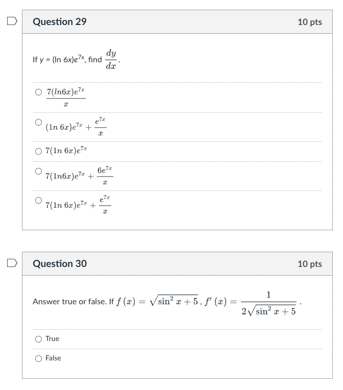Solved If y=(ln6x)e7x, find dxdy | Chegg.com