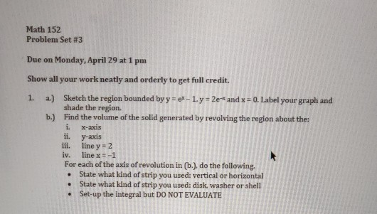 Solved Math 152 Problem Set #3 Due on Monday, April 29 at 1 | Chegg.com