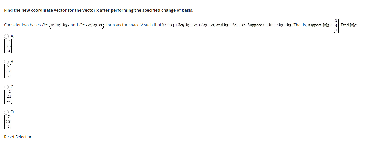 Solved Find the new coordinate vector for the vector x after | Chegg.com