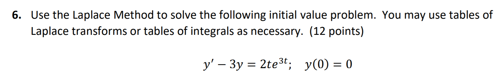 Solved 6. Use the Laplace Method to solve the following | Chegg.com