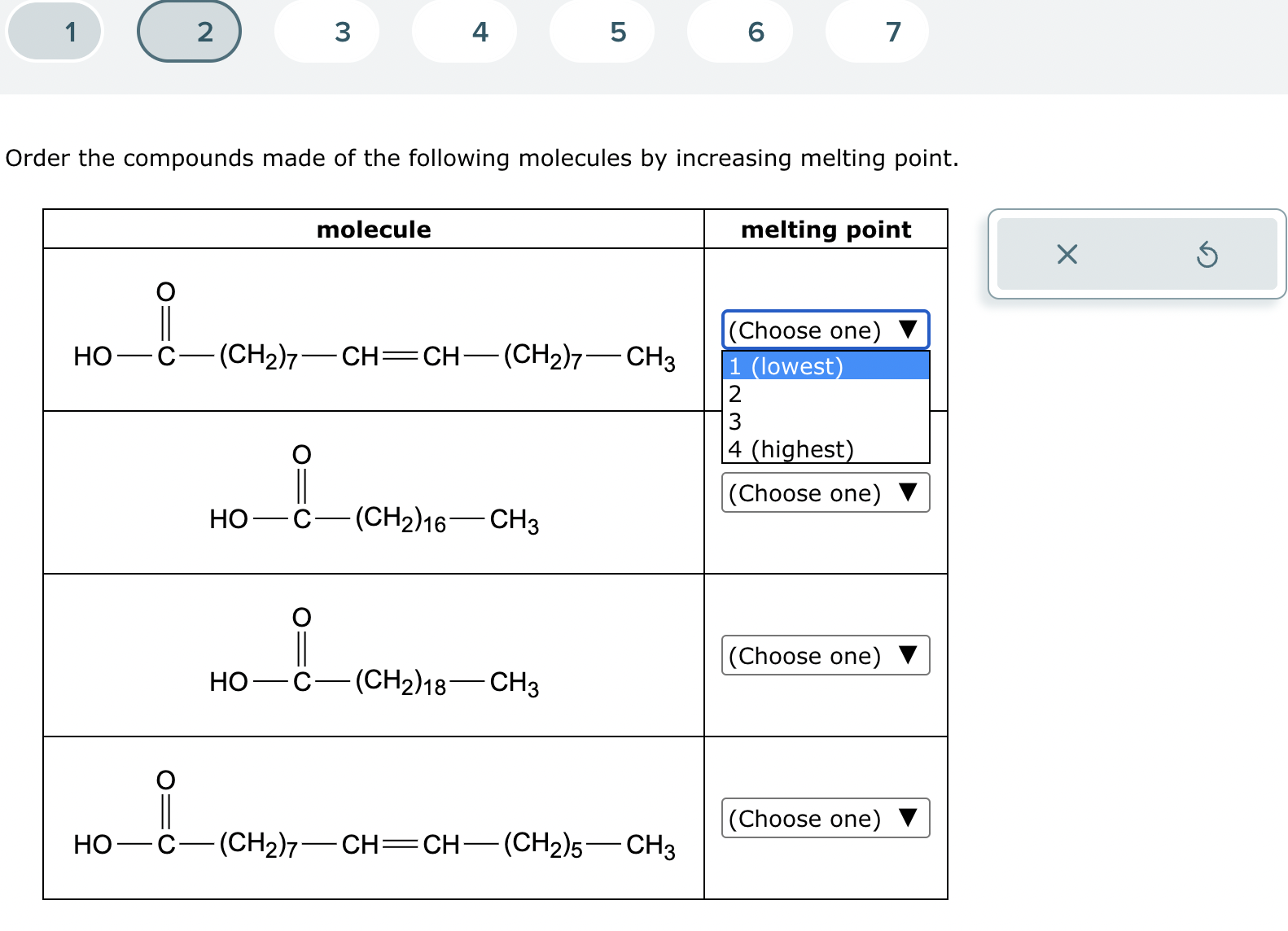 Solved Drder the compounds made of the following molecules | Chegg.com