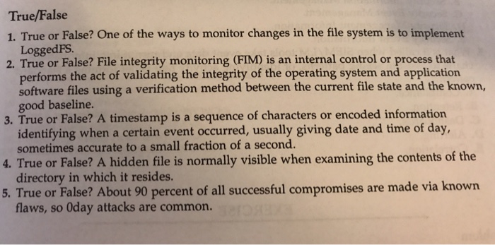 Solved True/False 1. True or False? One of the ways to | Chegg.com