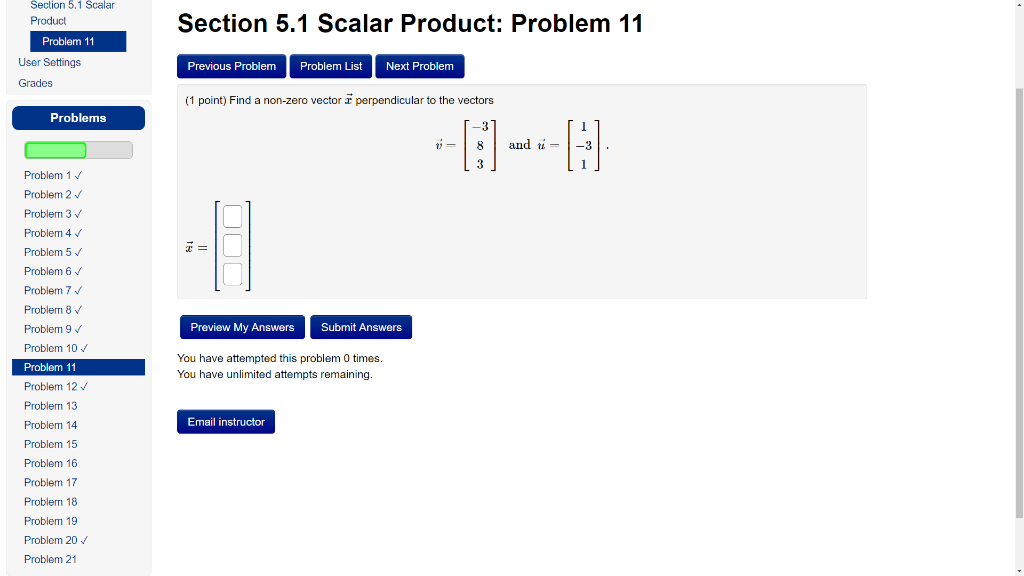 Solved Section 5.1 Scalar Product Problem 11 Section 5.1 | Chegg.com