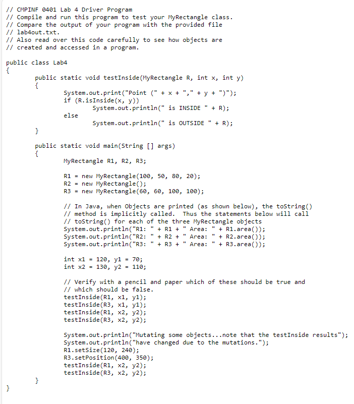 Solved We do not want users of MyRectangle to have direct | Chegg.com