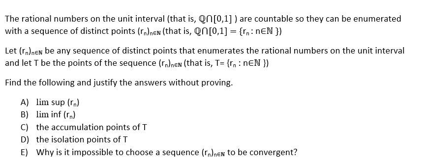 Solved The rational numbers on the unit interval (that is, | Chegg.com