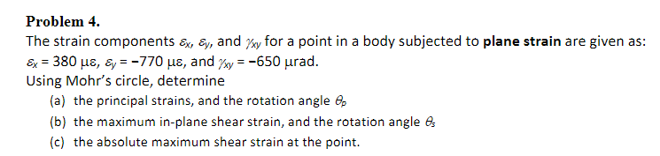 Solved Problem 4.The strain components εx,εy, ﻿and γxy ﻿for | Chegg.com