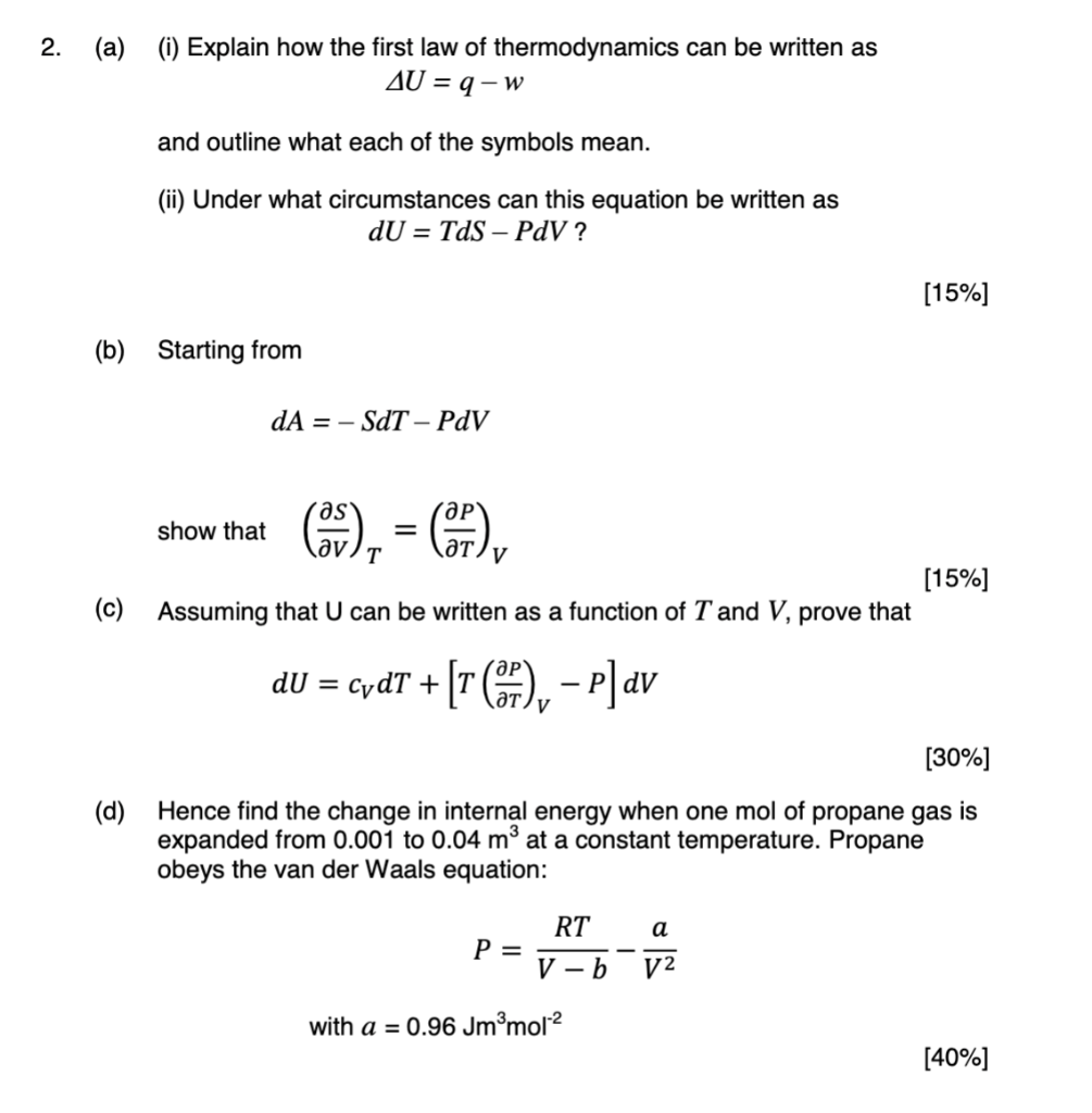 Solved ΔU=q−w and outline what each of the symbols mean. | Chegg.com