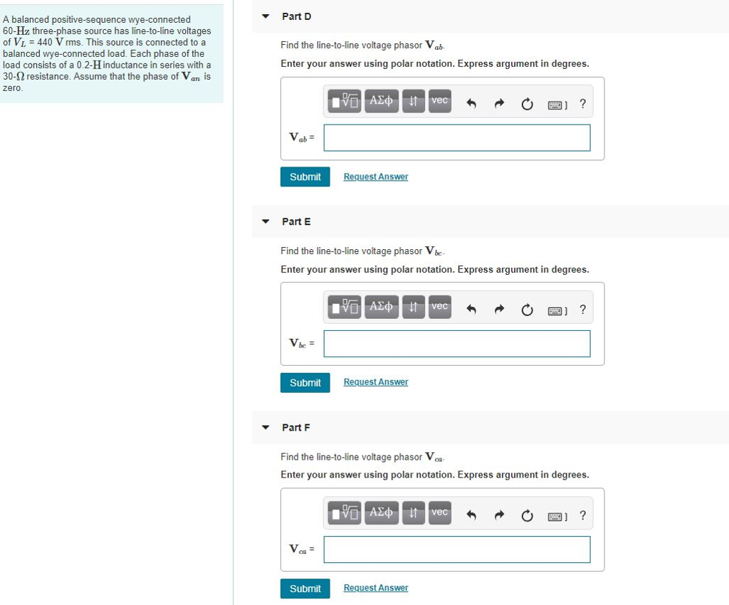Solved A balanced positive-sequence wye-connected 60-Hz | Chegg.com