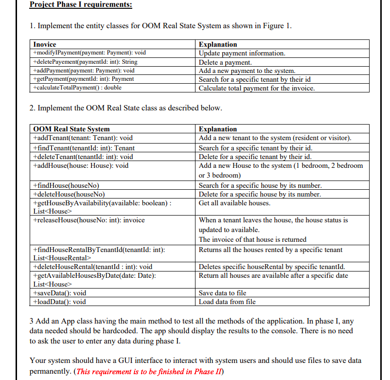Solved OOP Project (JAVA PROJECT) (JAVASE-13). Can someone | Chegg.com