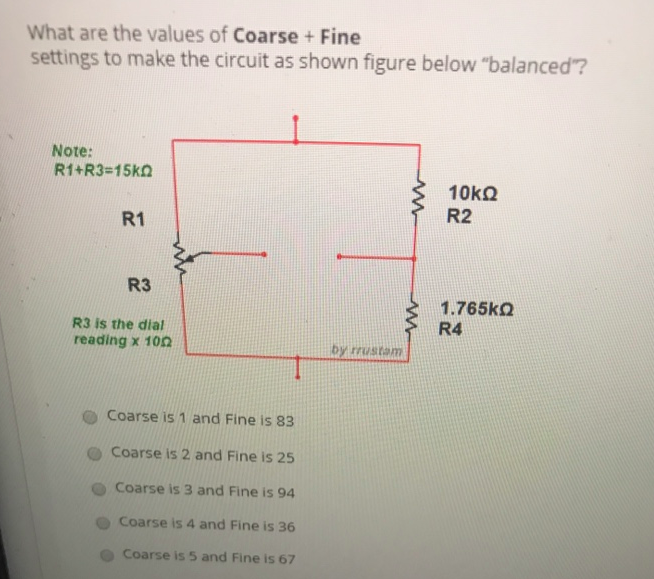 Solved What are the values of Coarse + Fine settings to make | Chegg.com