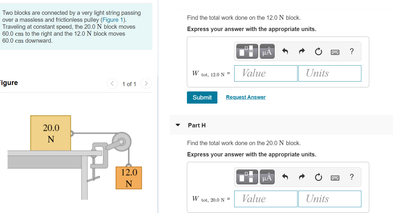 Solved Find the total work done on the 12.0 N block. Two | Chegg.com
