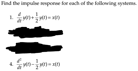 Solved Find the impulse response for each of the following | Chegg.com