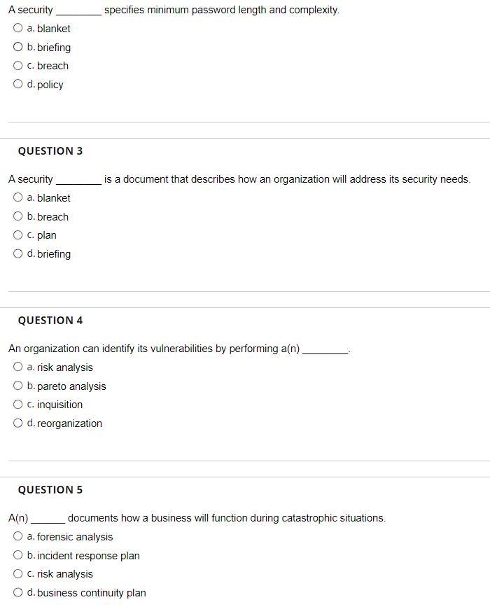 Solved A security specifies minimum password length and | Chegg.com