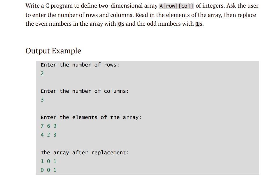 Solved Write a C program to define two-dimensional array | Chegg.com