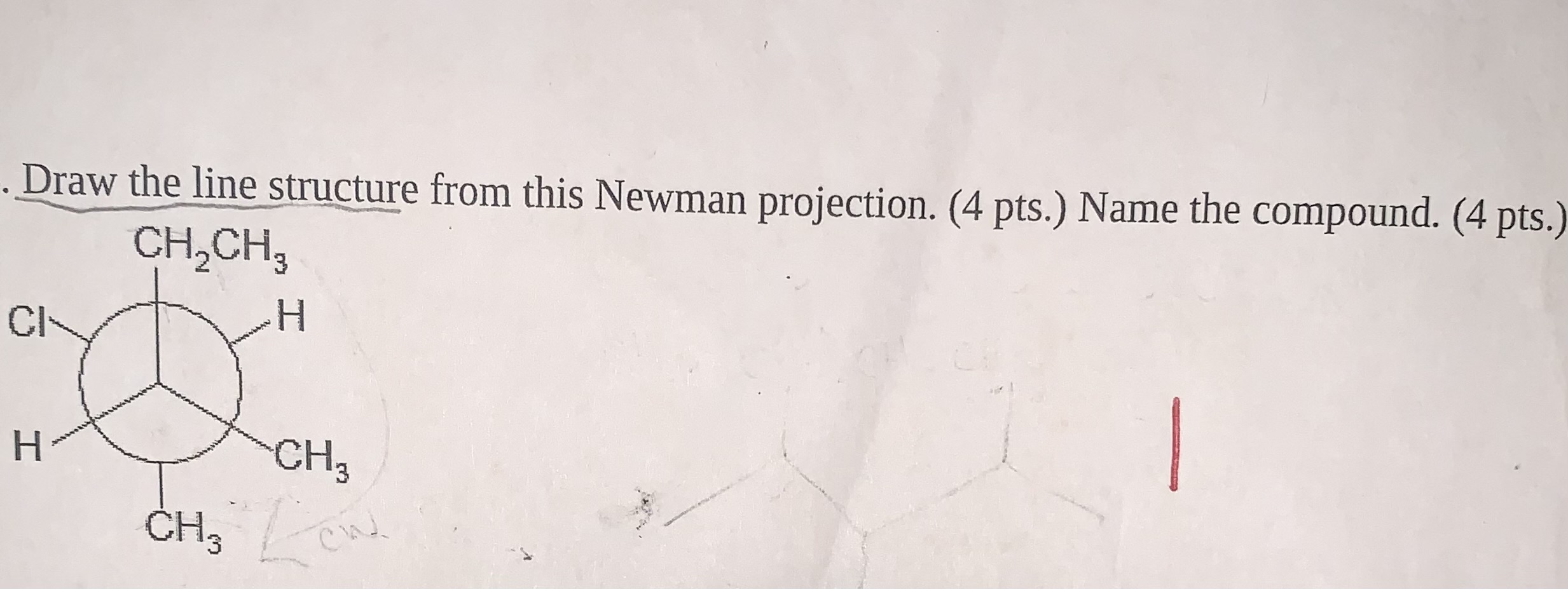 Solved Draw the line structure from this Newman projection. | Chegg.com