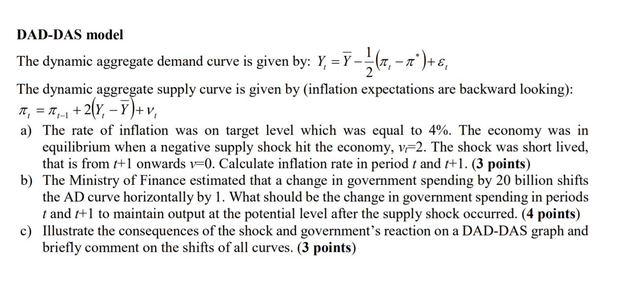 DAD-DAS model 1 The dynamic aggregate demand curve is | Chegg.com