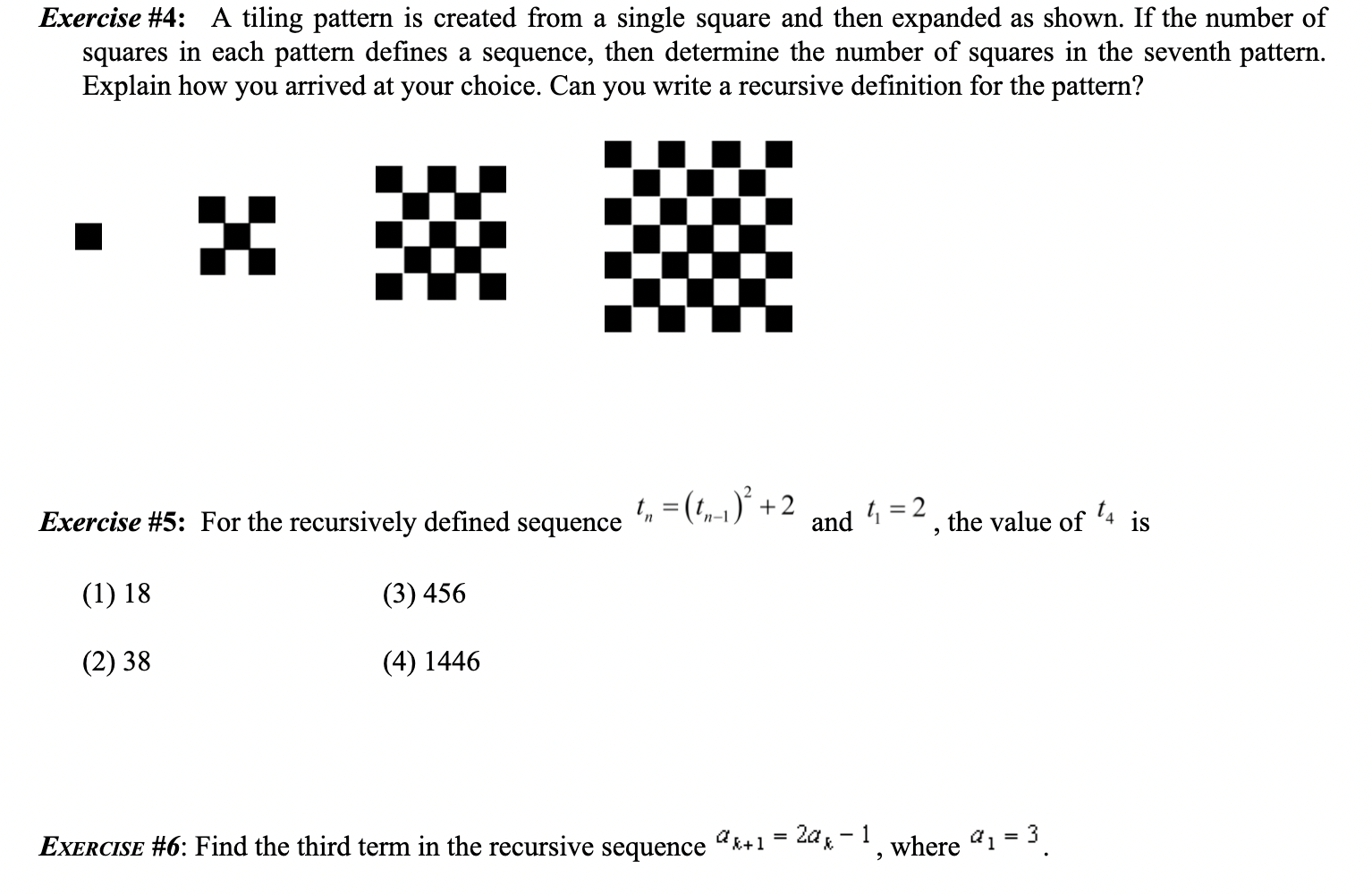 Solved Exercise #4: A tiling pattern is created from a | Chegg.com