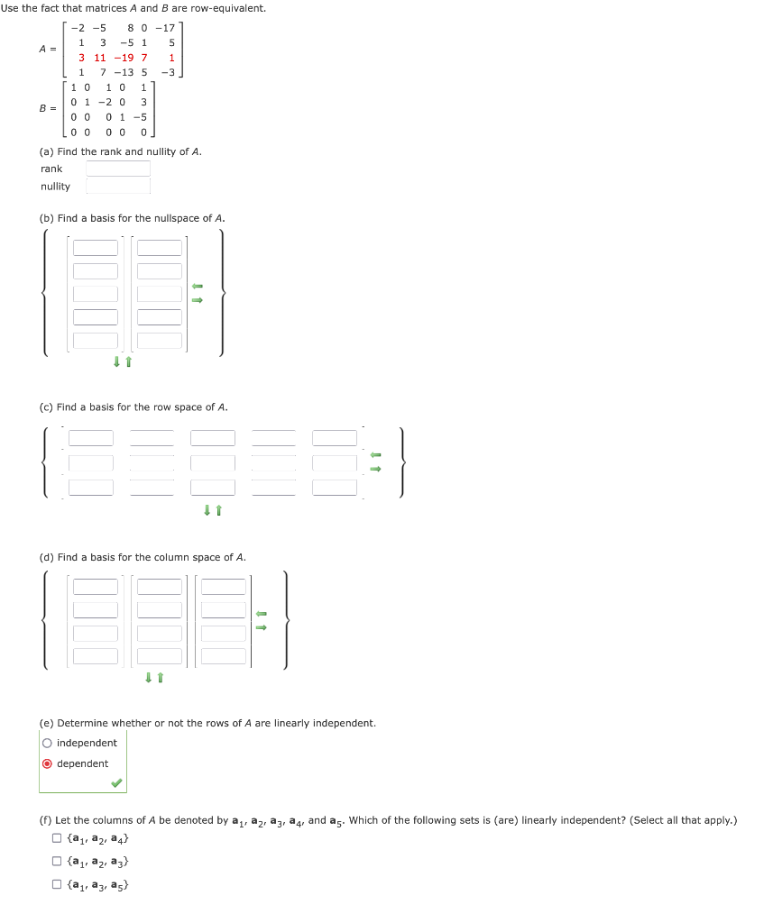 Solved Use the fact that matrices A and B are | Chegg.com